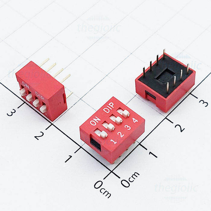 Công Tắc 2 Bit Dip Switch Xuyên Lỗ 2.54mm Màu Đỏ