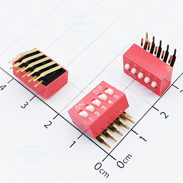 Công Tắc 2 Bit Dip Switch Gạt Dọc Xuyên Lỗ 2.54mm Màu Đỏ