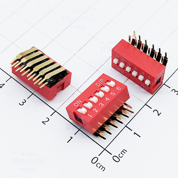 Công Tắc 4 Bit Dip Switch Gạt Dọc Xuyên Lỗ 2.54mm Màu Đỏ