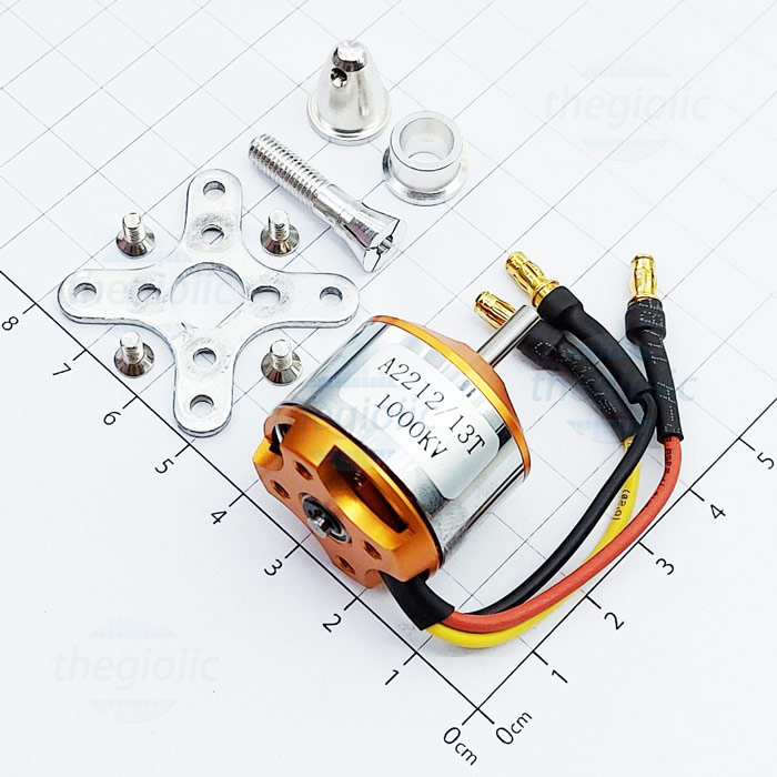 A2212/13T 1000KV Động Cơ Máy Bay Không Chổi Than Trục 3.17mm
