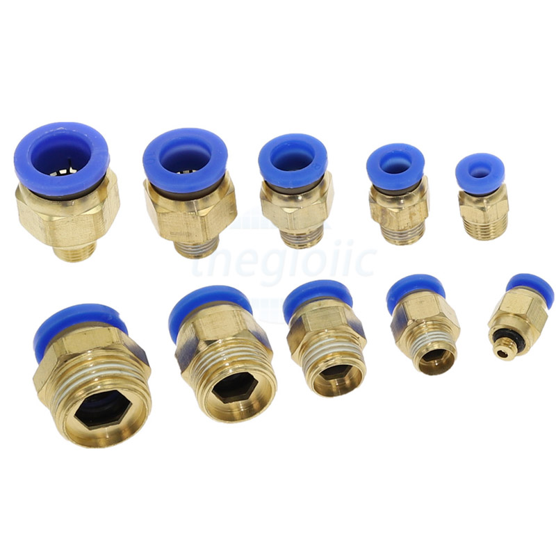 PC12-04 Đầu Nối Khí Khí Nén Ống 12mm Ren Ngoài 20mm, 1/2inch