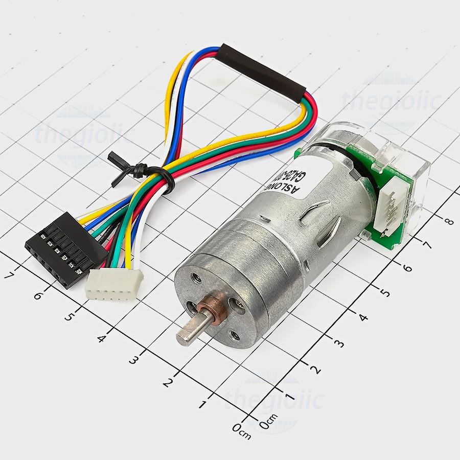 GA25-371 Động Cơ Giảm Tốc Có Encoder 12VDC, 977 rpm, Trục 4mm
