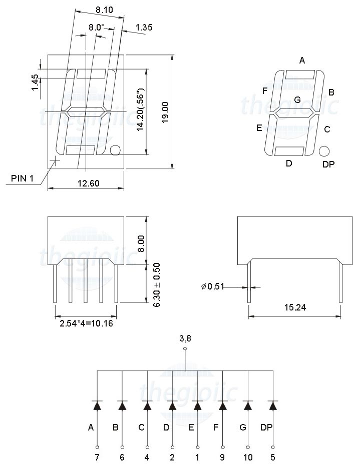5611AH LED 7 Đoạn 0.56inch Đỏ 1 Số Âm Chung V1