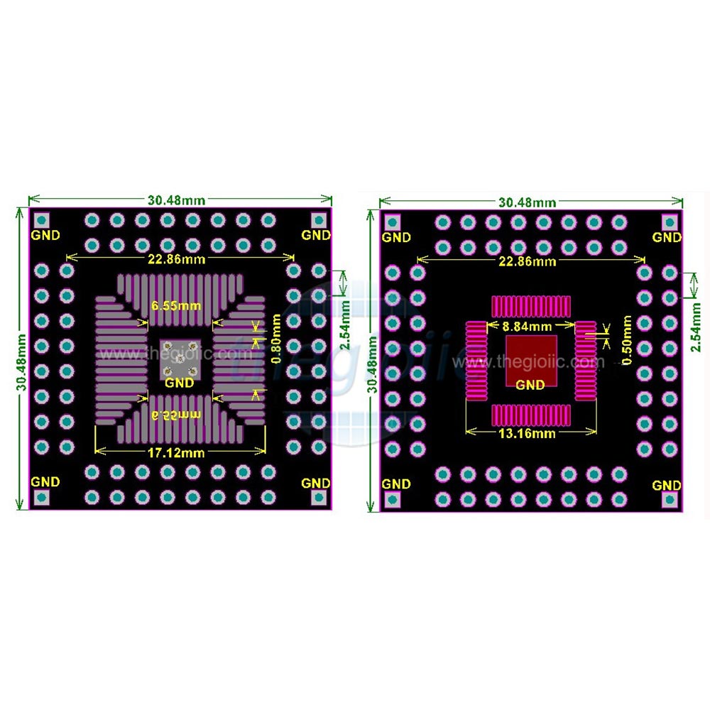 Đế Đổi Chân QFP-64 QFN-64 To DIP-64