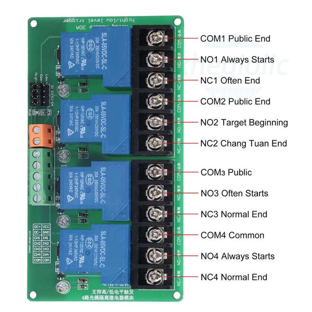 Module 4 Relay 5V 30A Kích Mức Cao/Thấp PLC