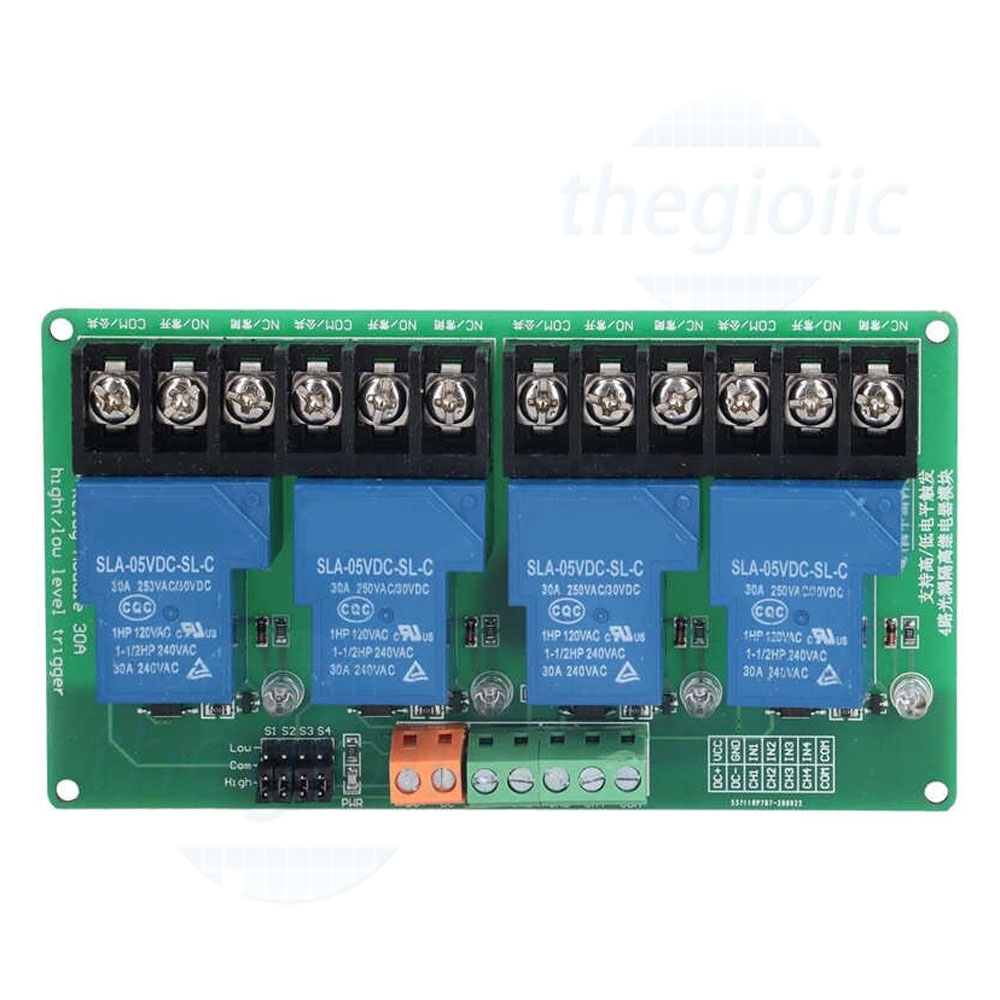 Module 4 Relay 5V 30A Kích Mức Cao/Thấp PLC