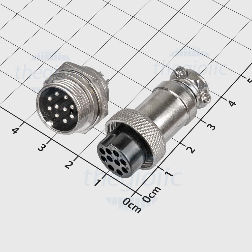 GX16-10P Bộ Đầu Nối Tròn Đực-Cái 10 Chân Thẳng Hàng