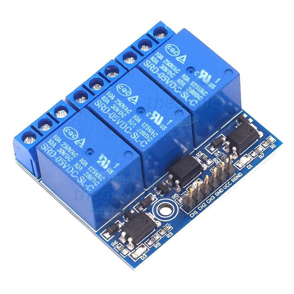 Module 3 Relay 5V 10A Kích Mức Cao Với Opto Cách Ly