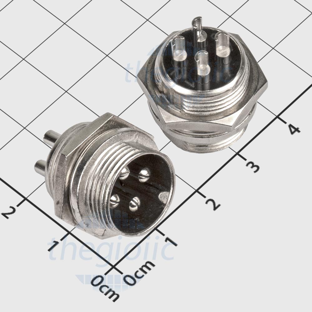 GX16-4P Bộ Đầu Nối Tròn Đực-Cái 4 Chân Thẳng Hàng