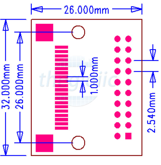 FPC-20P Đế Ra Chân Cổng FFC/FPC 0.5mm 1.0mm Sang 2.54mm