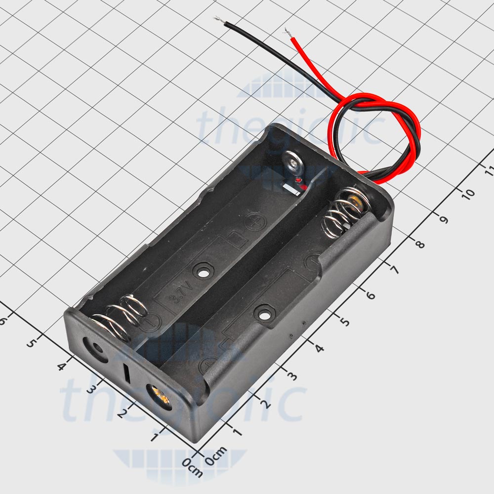 Hộp Pin, Khay Pin 2x18650 Nối Dây Dài 15cm