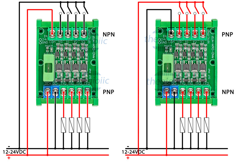 Mạch Mosfet PNP 4 Kênh 24V Gắn Ray Cho PLC