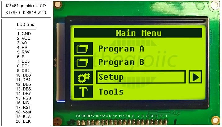 ST7920 LCD 12864 Nền Xanh Lá Chữ Đen 5V