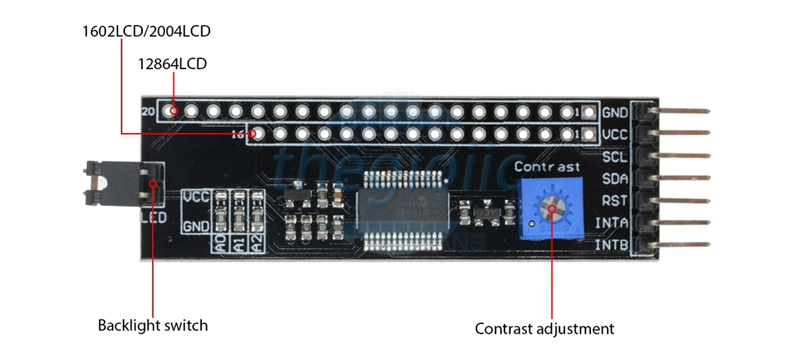 Mạch MCP23017 Giao Tiếp LCD Ký Tự 1602 12864 2004 Sang I2C