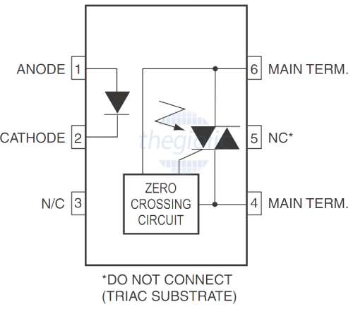 MOC3041M Optoisolator Triac Output 4170Vrms 1 Channel, 6-DIP
