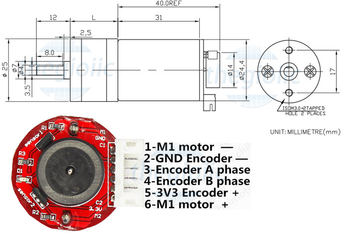 GA25-370 Động Cơ Giảm Tốc Có Encoder 12VDC, 130 rpm, Trục 4mm
