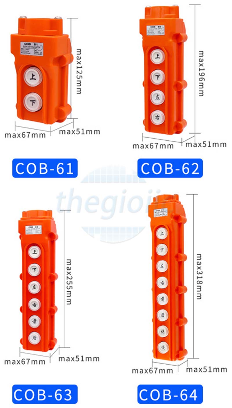 COB-63 Tay Điều Khiển Cẩu Trục 6 Nút 5A 250V
