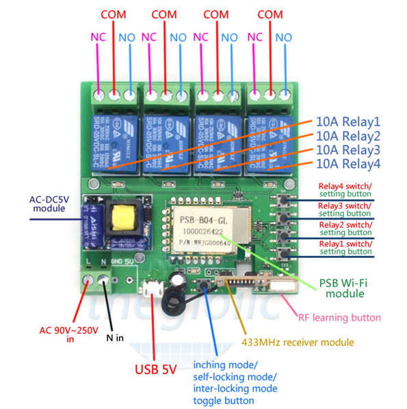 Module Wifi 4 Relay 5V